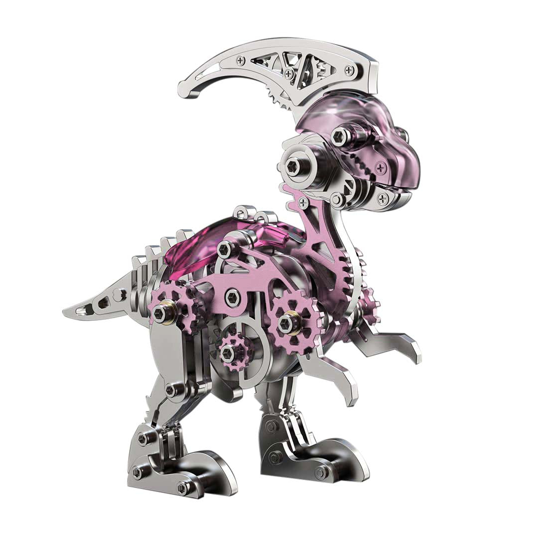 DIY 3D Metallic Parasaurolophus Dinosaur Model Kit - 160 Pieces Assemb ...